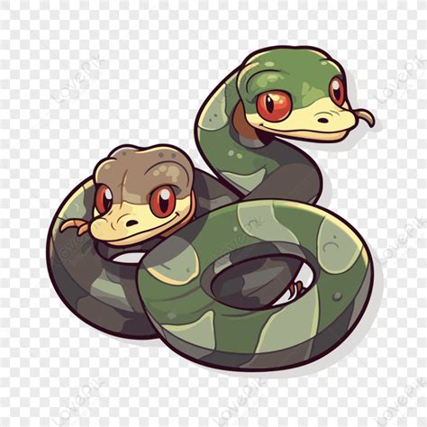 서로의 머리에 앉아 있는 두 마리의 녹색 뱀 클립 아트 벡터 상표 Png 일러스트 무료 다운로드 Lovepik