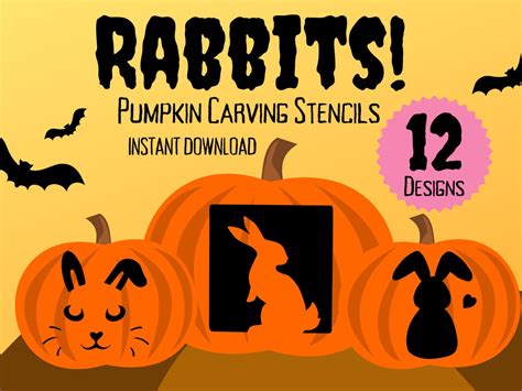 Rabbit Pumpkin Carving Stencils 12 Unique Halloween Jack Olantern