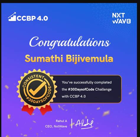 Sumathi Bijivemula On Linkedin Ccbp 30daysofcodechallenge