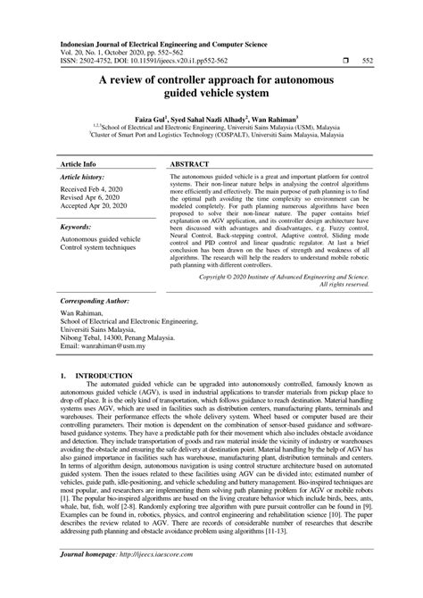 Pdf A Review Of Controller Approach For Autonomous Guided Vehicle System