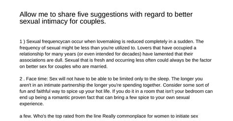Listed Below Are Five Suggestions Intended For Better Sexual Intimacy For Couplesbfxnt Pdf Pdf