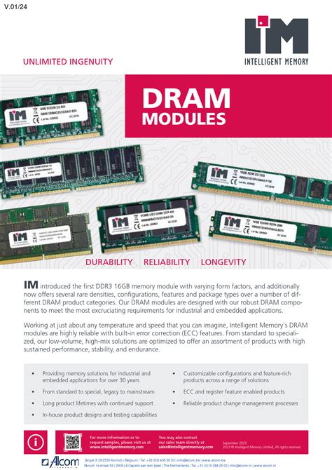 High Performance Ddr Memory Modules Alcom Electronics Flyer