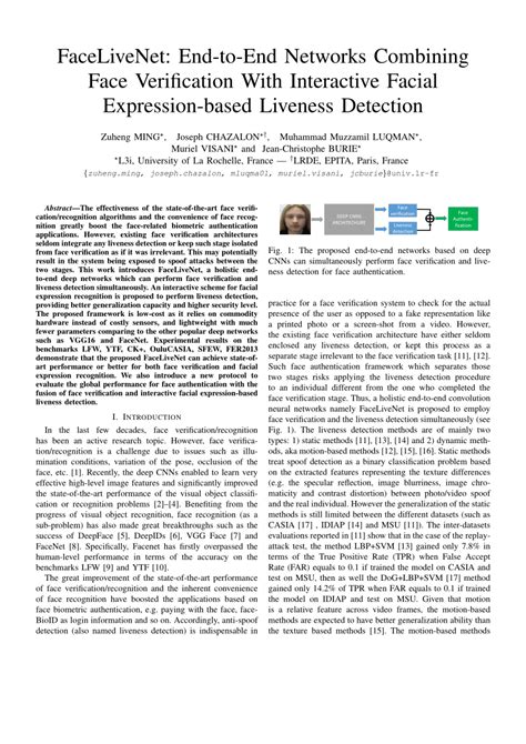 Pdf Facelivenet End To End Face Verification Networks Combining With