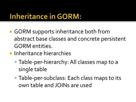 Ppt Gorm Grails Object Relational Mapping Powerpoint Presentation Free Download Id4161730