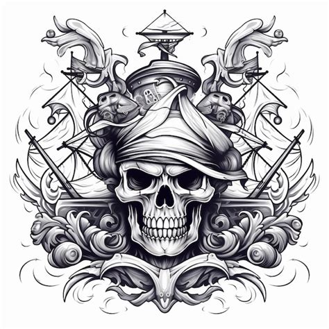 Premium Ai Image Vector Digital Drawing Design From A Skull Anchor