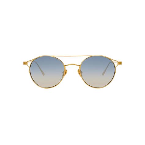 Linda Farrow Ali C7 Oval Sunglasses In Yellow Gold Lfl805c7sun Linda Farrow Eyewear Avvenice