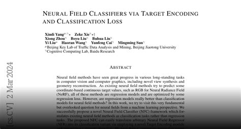 Paper Page Neural Field Classifiers Via Target Encoding And Classification Loss