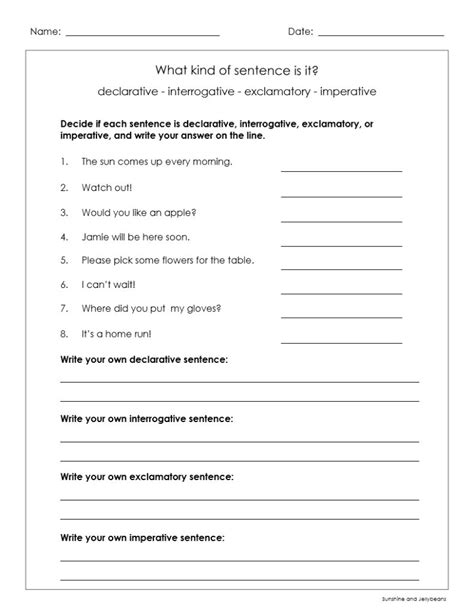 Sentences Declarative Interrogative Exclamatory Imperative Grade 3 4 Made By Teachers