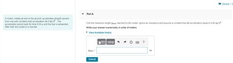 Solved A Rocket Initially At Rest On The Ground