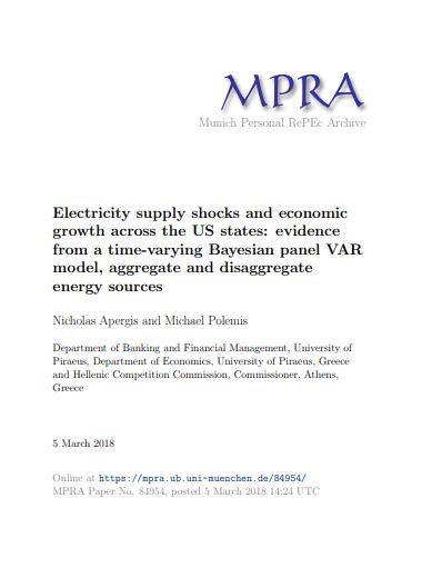 Electricity Supply Shocks And Economic Growth Across The Us States Evidence From A Time Varying