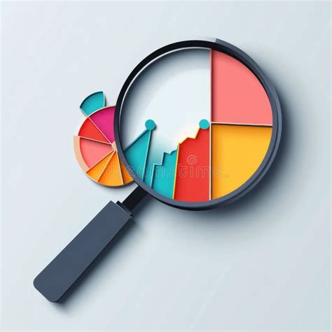 Magnifying Glass Illustrating Data Analysis Icons In Paper Cut Style On