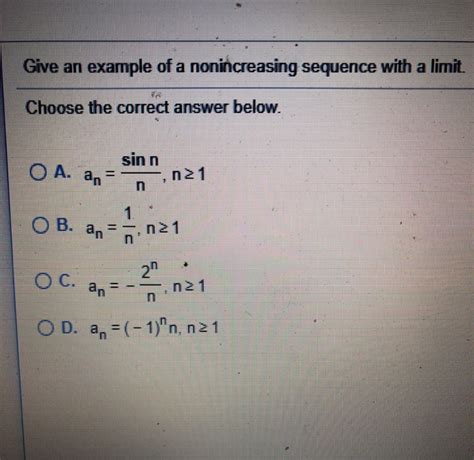 solved give an example of a nonincreasing sequence with a
