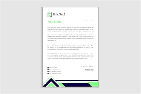 간단하고 깨끗한 인쇄 준비 레터헤드 템플릿 디자인 프리미엄 벡터