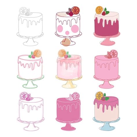 Premium Vector Assorted Cakes Displayed On White Background