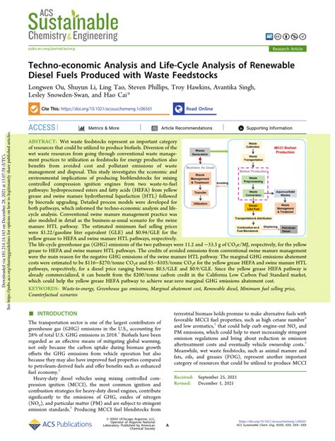 Pdf Techno Economic Analysis And Life Cycle Analysis Of Renewable
