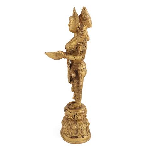 Hand Crafted Brass Deepa Laxmi Holding Diya Oil Lamp