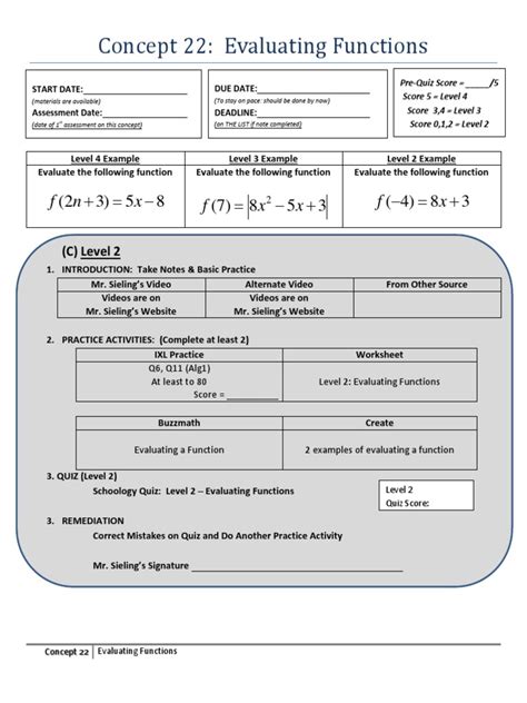 8th Evaluating Functions 1 Pdf Variable Mathematics Function Mathematics