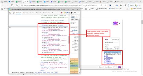 Screen Readers Pwa Builder Hub Links Present Under “pwa Auth Samples” Header Are Not