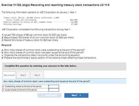 Solved Exerclse 11 13A Algo Recording And Reporting Chegg Com
