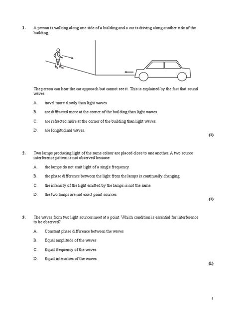 Diffraction And Interference Multiple Choice Questions Pdf Diffraction Waves