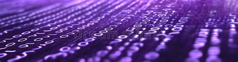 Streams Of Data Flow In A Flowing Wave Each Data Particle Is A Binary Code Purple Color