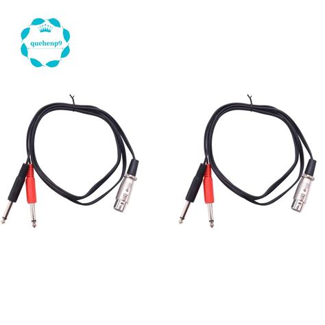 ซ็อกเก็ต Xlr ตัวเมีย เป็น Dual Mono 6 35 มม 14 นิ้ว แจ็คตัวผู้ 2 ชิ้น 5 ฟุต Quehenp9 Th