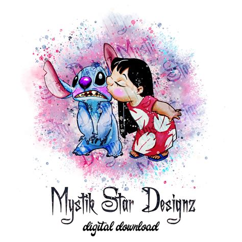 Cute Stitch And Lilo Png Lilo Kissing Stitch Png Digital Download Png Commercial Use Etsy