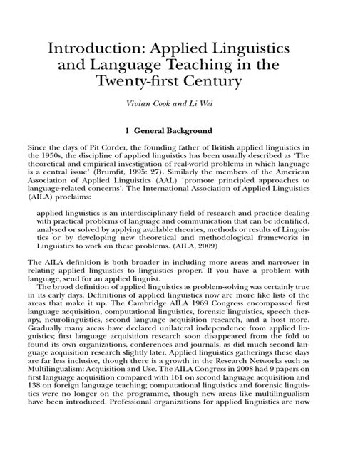 1a Introduction Applied Linguistics And Language Teaching In The