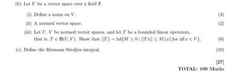 Solved B Let V Be A Vector Space Over A Field F I Chegg