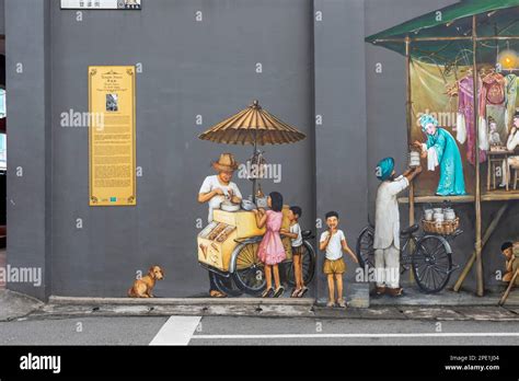Artwork On Walls In Chinatown Singapore By Street Artist Yip Yew