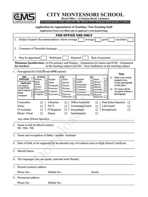 Teacher Application Form Pdf Schools Teaching And Learning