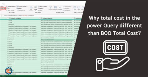 Why Is The Total Cost In The Power Query Different Than Boq Planning