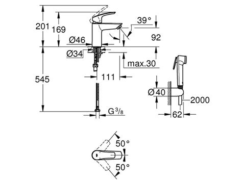 Смесители за баня смесител за мивка и хигиенен душ Eurosmart S Black Matt Grohe 12