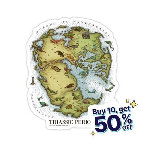Triassic Period Map Vintage Syle Medieval Bestiary Pangea Map