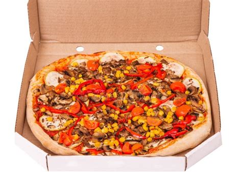 Delicious Fresh Pizza With Mushrooms Corn Cherry Tomatos Courgettes