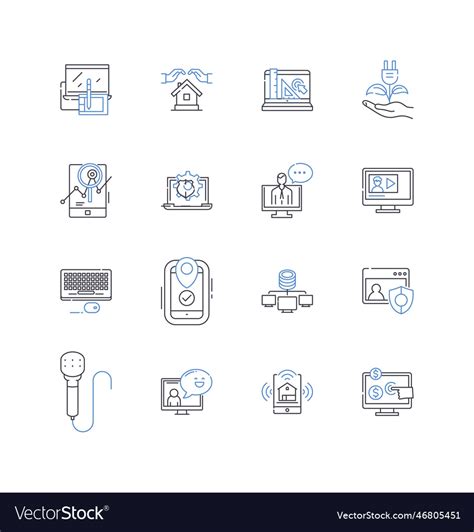 Nano Scale Line Icons Collection Nanoparticles Vector Image Nano Scale Line Icons Collection Nanoparticles Vector Image