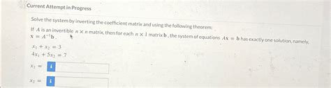 solved current attempt in progresssolve the system by