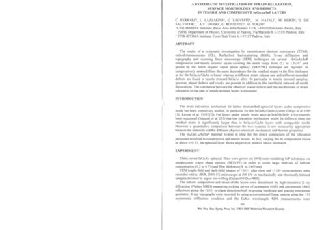 Pdf A Systematic Investigation Of Strain Relaxation Surface Morphology And Defects In Tensile