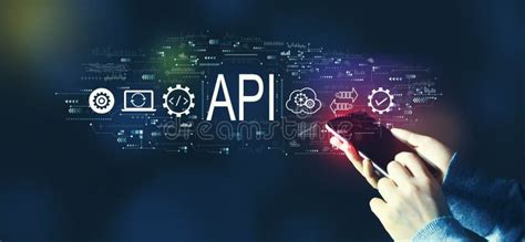 Api Application Programming Interface Concept With Person Using Smartphone Stock Image Image