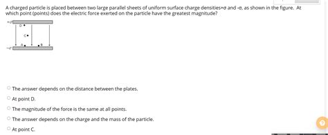 solved a charged particle is placed between two large