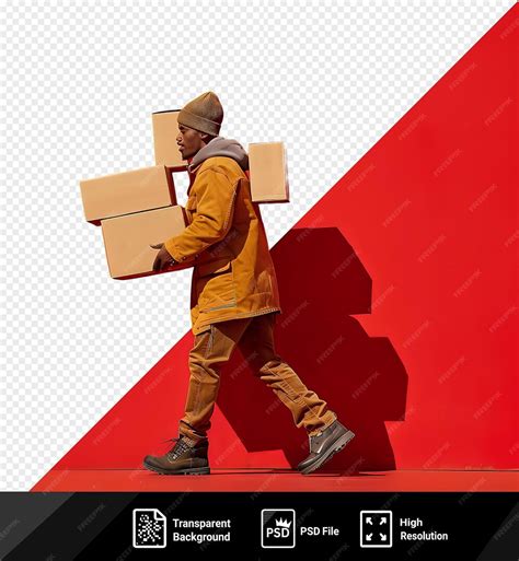 Ouvrier Dentrepôt Portant Un Chargeur Avec Les Boîtes Sur Son Dos Png