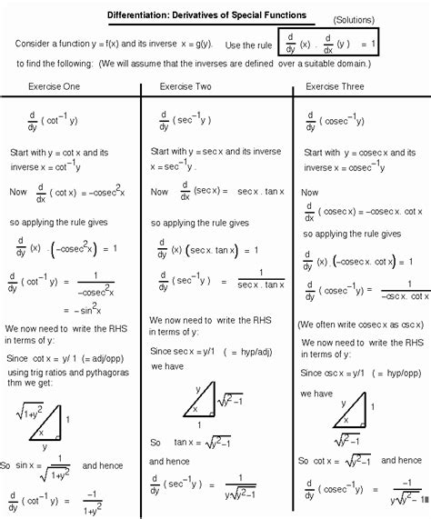 50 Inverse Trigonometric Functions Worksheet