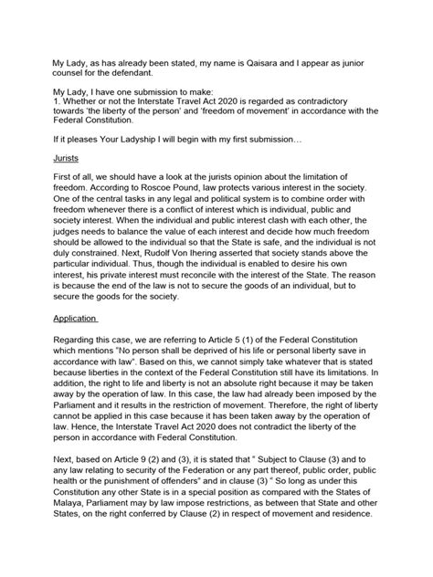 Mooting Script Example Pdf Liberty Freedom Of Movement