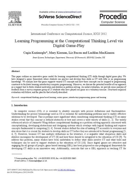 learning programming at the computational thinking level via digital