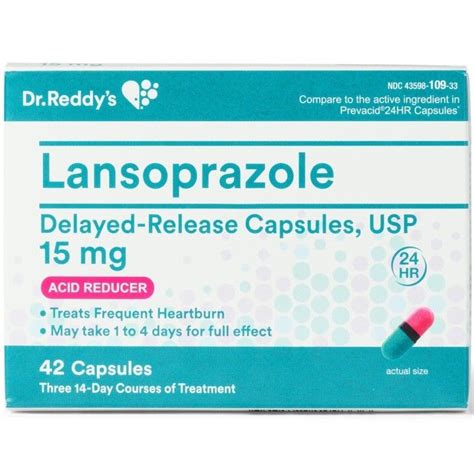 Dr Reddys Lansoprazole Delayed Release Acid Reducer 15mg 14ct
