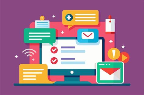 A Computer Screen Displays Customizable Notifications In Bright Colors And Playful Shapes A Computer Screen Displays Customizable Notifications In Bright Colors And Playful Shapes