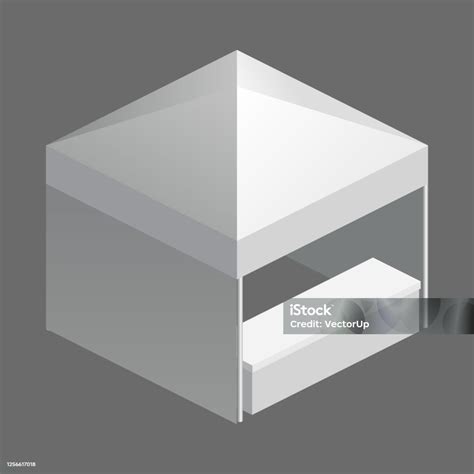 텐트 무역 이벤트 Isometry 홍보 옥외 광고 캐노피 모바일 템플릿 벡터 격리 그림 3차원 형태에 대한 스톡 벡터 아트 및 기타 이미지 3차원 형태 건설 프레임