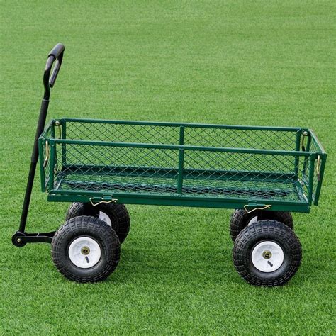 Cisvio 4 Cu Ft Metal Garden Cart Heavy Duty Garden Utility Cart Wagon