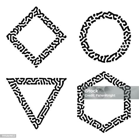 유기 프레임의 집합 원 사각형 삼각형 육각형 물방울 실루엣으로 만든 프레임 유기 모양 0명에 대한 스톡 벡터 아트 및 기타 이미지 Istock