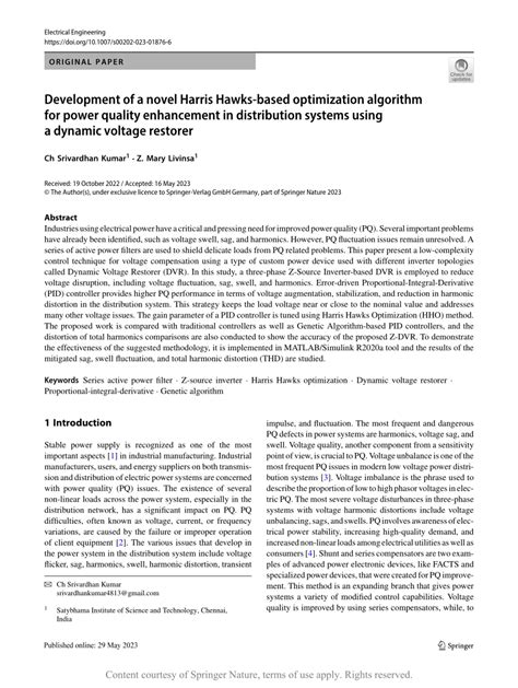 Development Of A Novel Harris Hawks Based Optimization Algorithm For Power Quality Enhancement